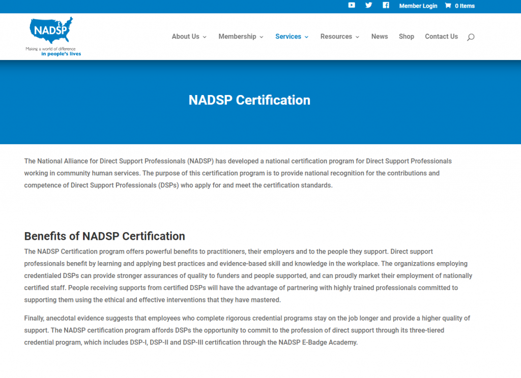 NADSP Certification for Direct Support Professionals - Linx